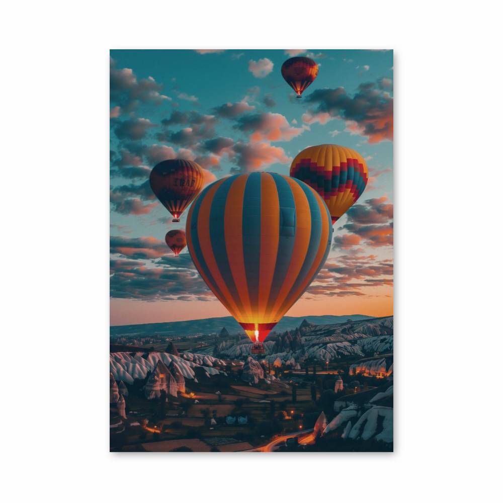 Poster Hot Air Balloon Orange Blue | Aesthetic Posters