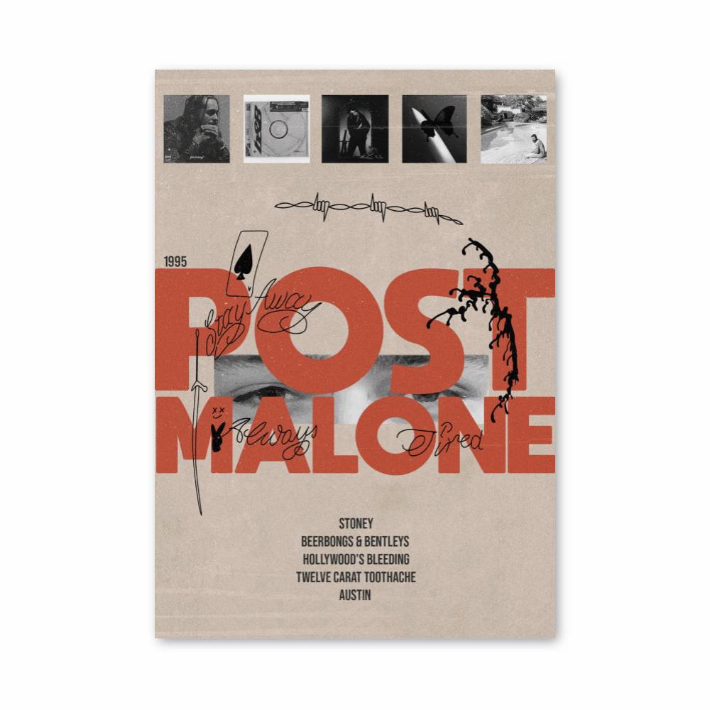Post Malone Discography Poster | Aesthetic Posters