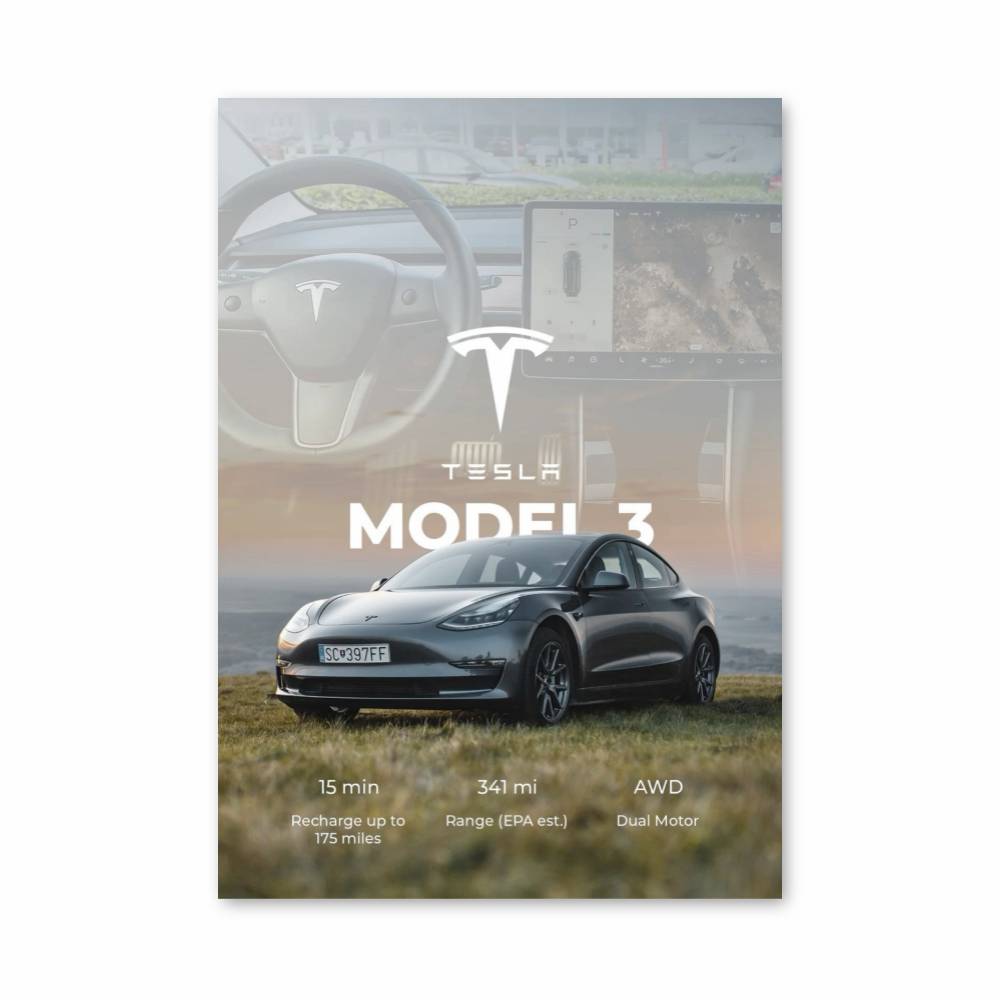 Poster Tesla Model 3 Vision | Aesthetic Posters