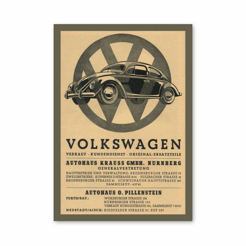 Vintage Volkswagen Beetle Poster | Aesthetic Posters